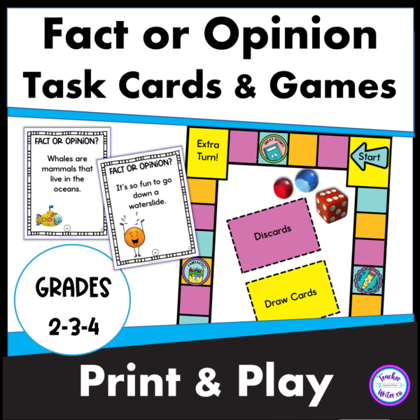 Fact or Opinion Task Cards and Game | Made By Teachers