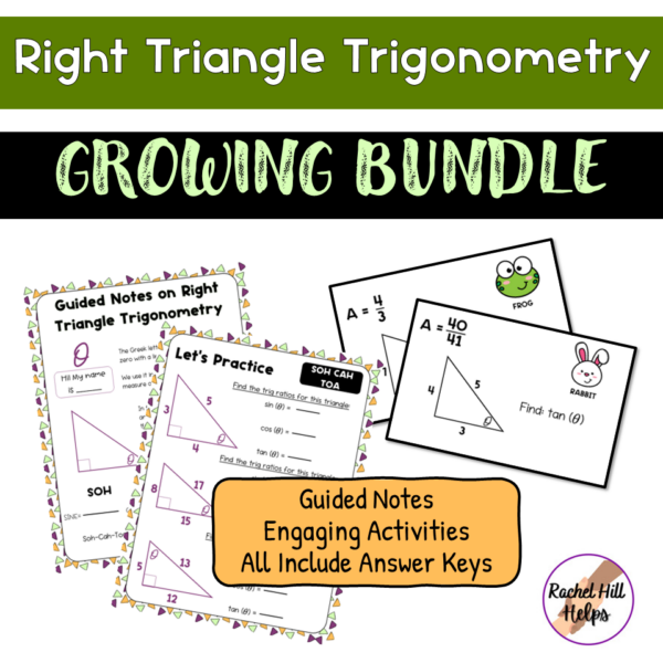 GROWING Trigonometry BUNDLE | Right Triangle Trigonometry | Made By ...