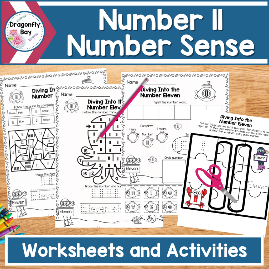 Number 11 Number Sense Worksheets Color by Codes and Center Activities ...