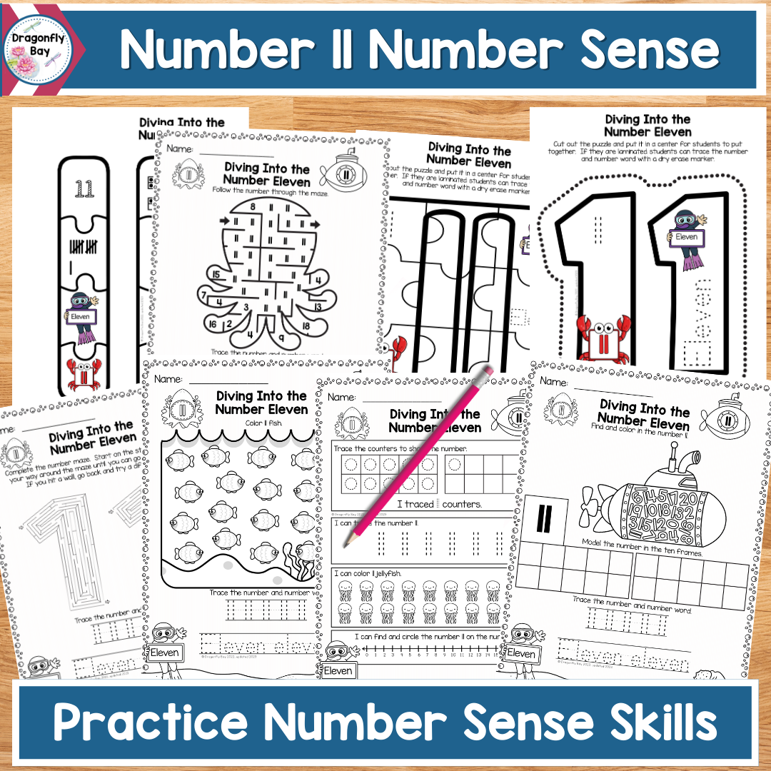 Number 11 Number Sense Worksheets Color by Codes and Center Activities ...