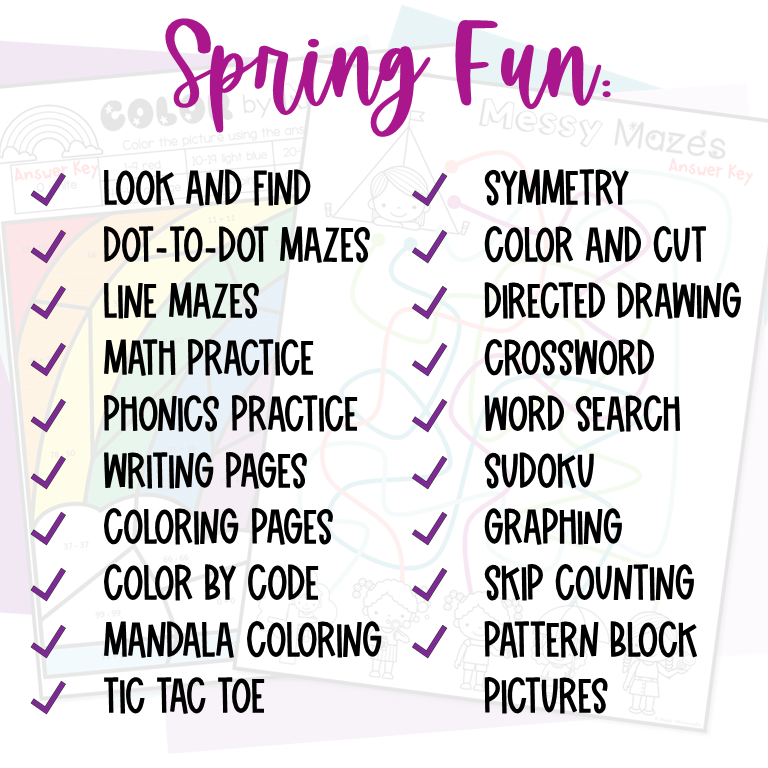 Spring Activities and Coloring Pages - Mazes, Puzzles, Phonics and Math ...
