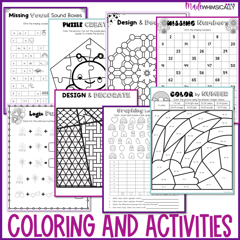 Spring Activities and Coloring Pages - Mazes, Puzzles, Phonics and Math ...