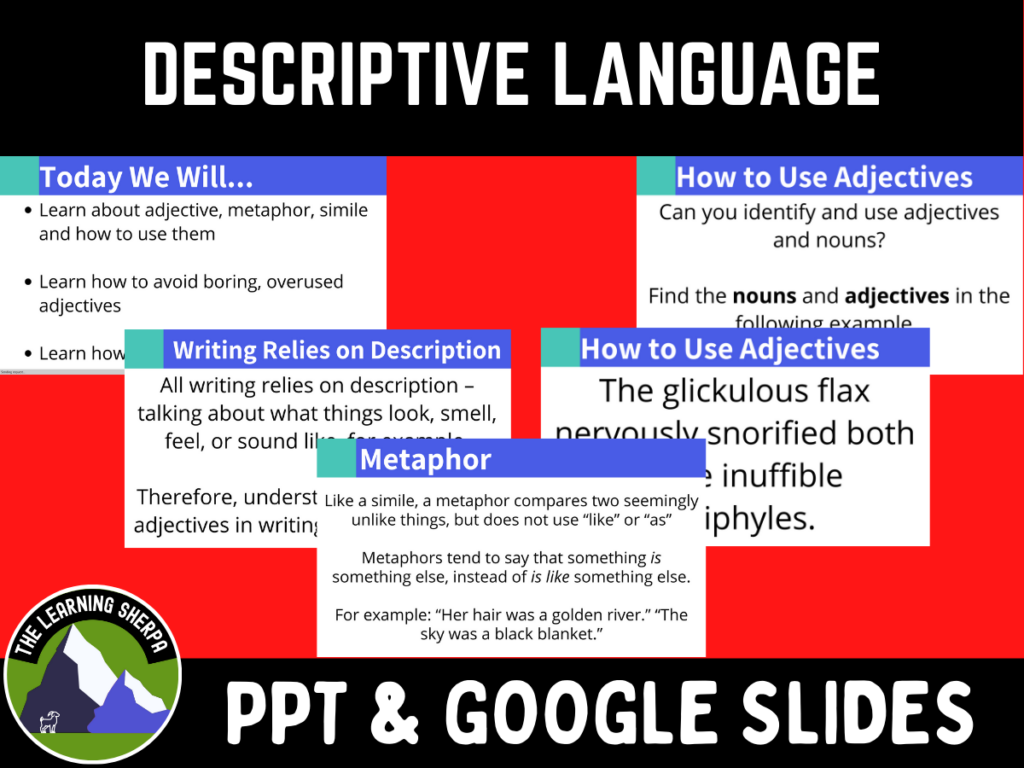 Descriptive Language: Adjective Metaphor and Simile | Made By Teachers