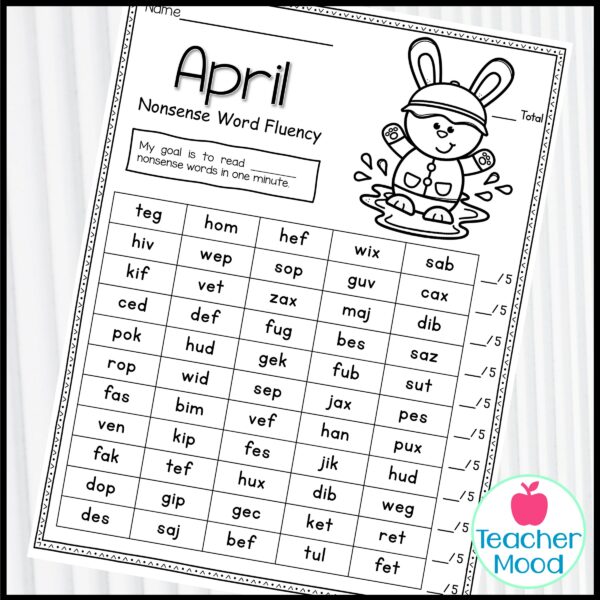 Nonsense Word Fluency Practice Sheets | Oral Reading Fluency | NWF ...