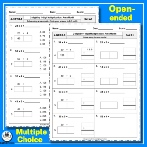 2 Digit by 1 Digit Area Model Multiplication Worksheets | Made By Teachers