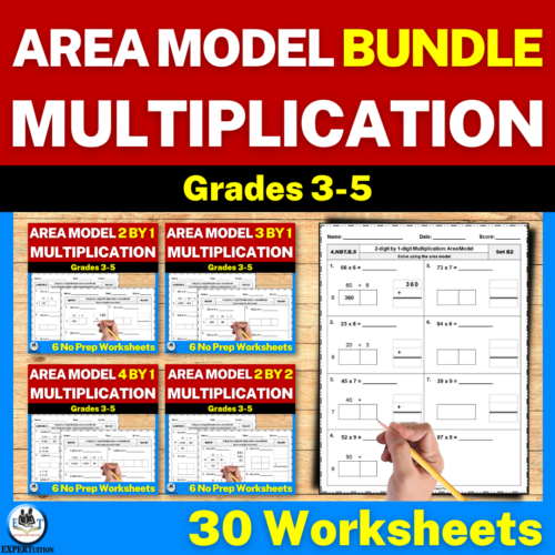 Area Model Multiplication Worksheets Bundle | Made By Teachers