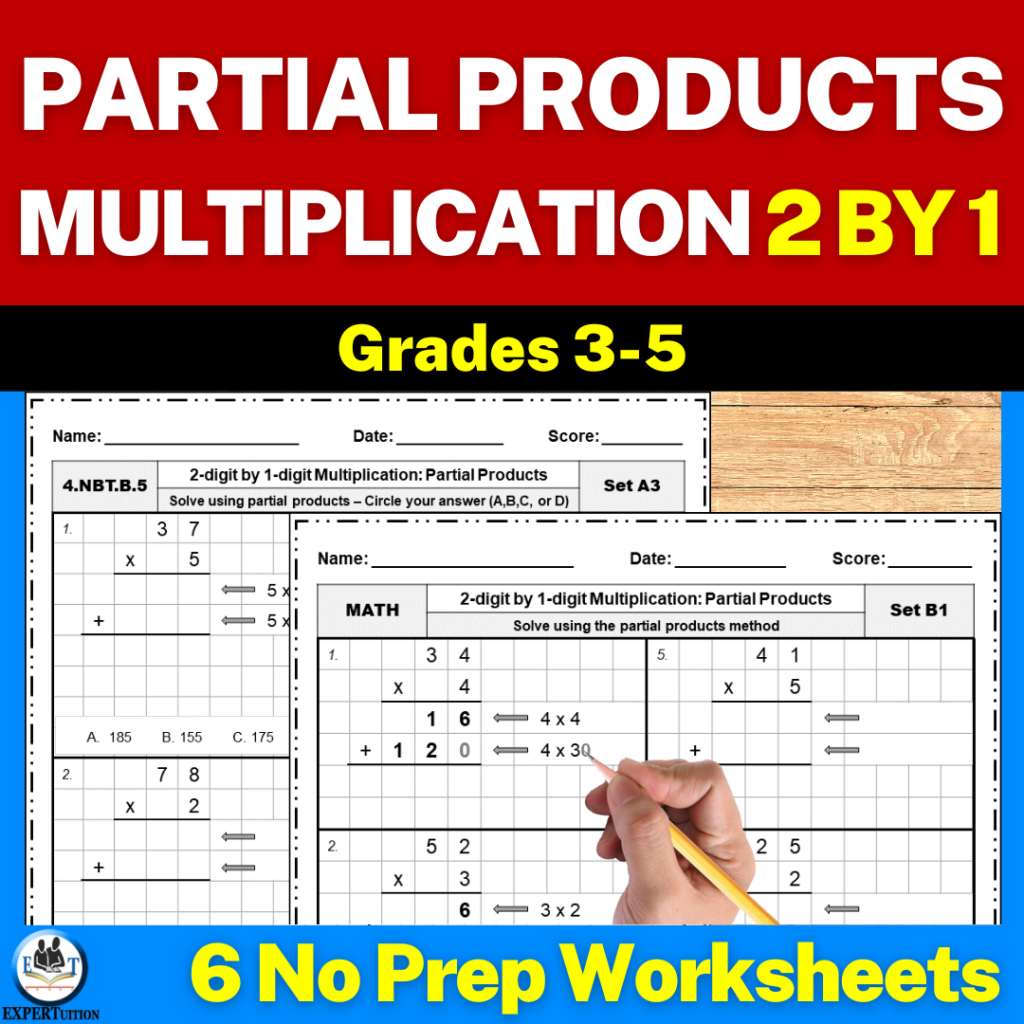 2 Digit by 1 Digit Partial Products Multiplication Worksheets | Made By ...