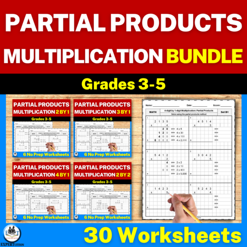 Partial Products Multiplication Worksheets Bundle | Made By Teachers