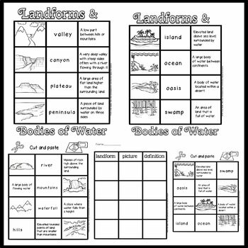 Landforms and bodies of water sort | Made By Teachers