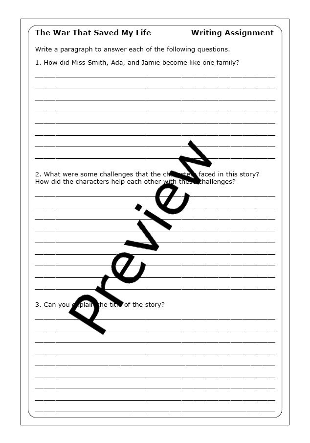 Kimberly Brubaker Bradley "The War That Saved My Life" worksheets ...