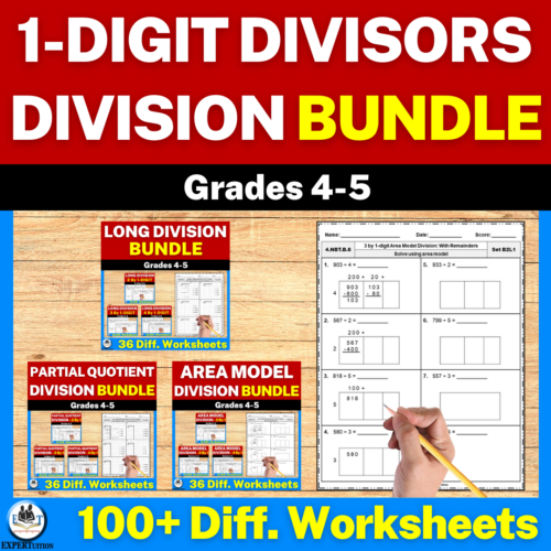 3 Digit by 2 Digit Area Model Division Worksheets | Made By Teachers