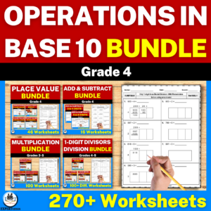 4th Grade Math Worksheets | Number & Operations in Base Ten Bundle ...