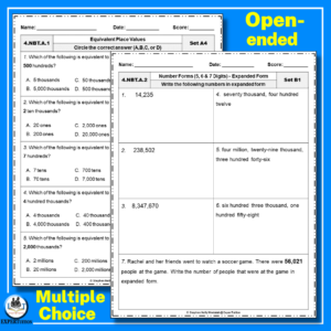 4th Grade Math Worksheets | Number & Operations in Base Ten Bundle ...