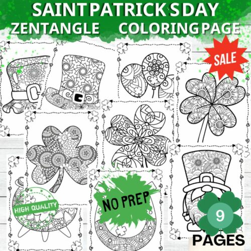 St Patrick's Day Zentangle, No Prep Mindfulness Coloring Pages | Made ...