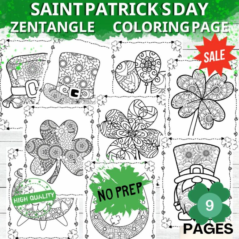 St Patrick's Day Zentangle, No Prep Mindfulness Coloring Pages | Made ...