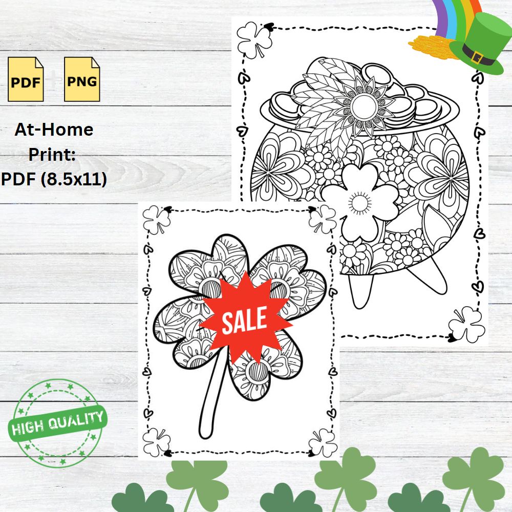 St Patrick's Day Zentangle, No Prep Mindfulness Coloring Pages | Made ...