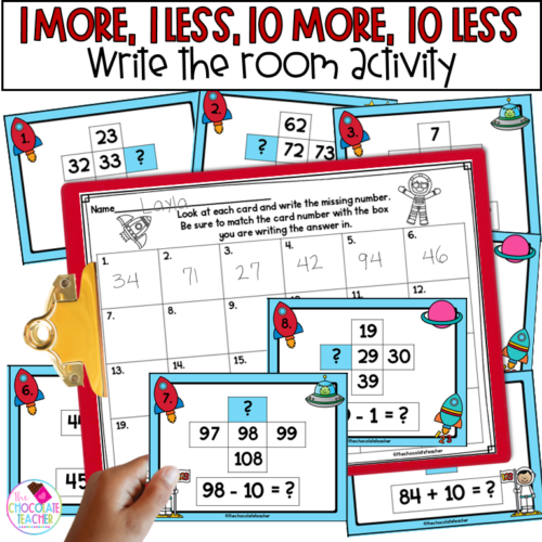 One More One Less - Ten More Ten Less - Math Center - Write the Room ...
