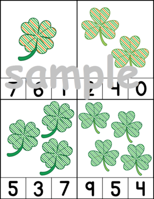 St Patrick`s Day Math Activity | Counting Shamrocks Clip Cards | Made ...