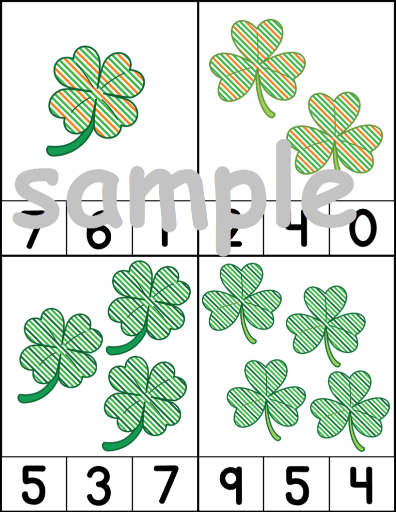 St Patrick`s Day Math Activity | Counting Shamrocks Clip Cards | Made ...