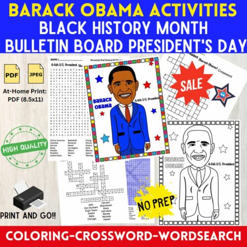 Barack Obama Activities - Black History Month Bulletin Board -President ...