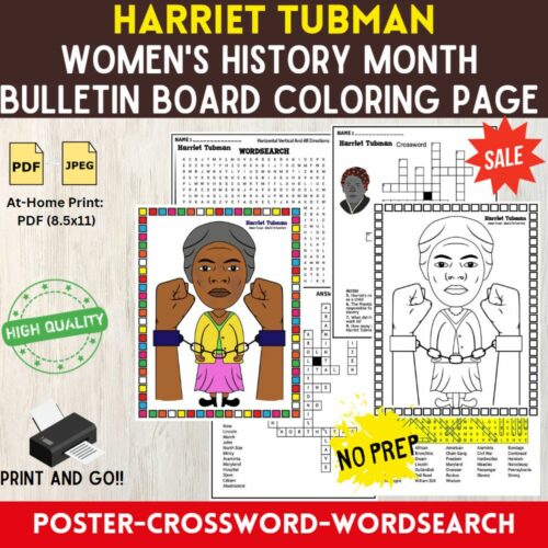 Harriet Tubman Activities-Women’s History Month Bulletin Board Colored ...