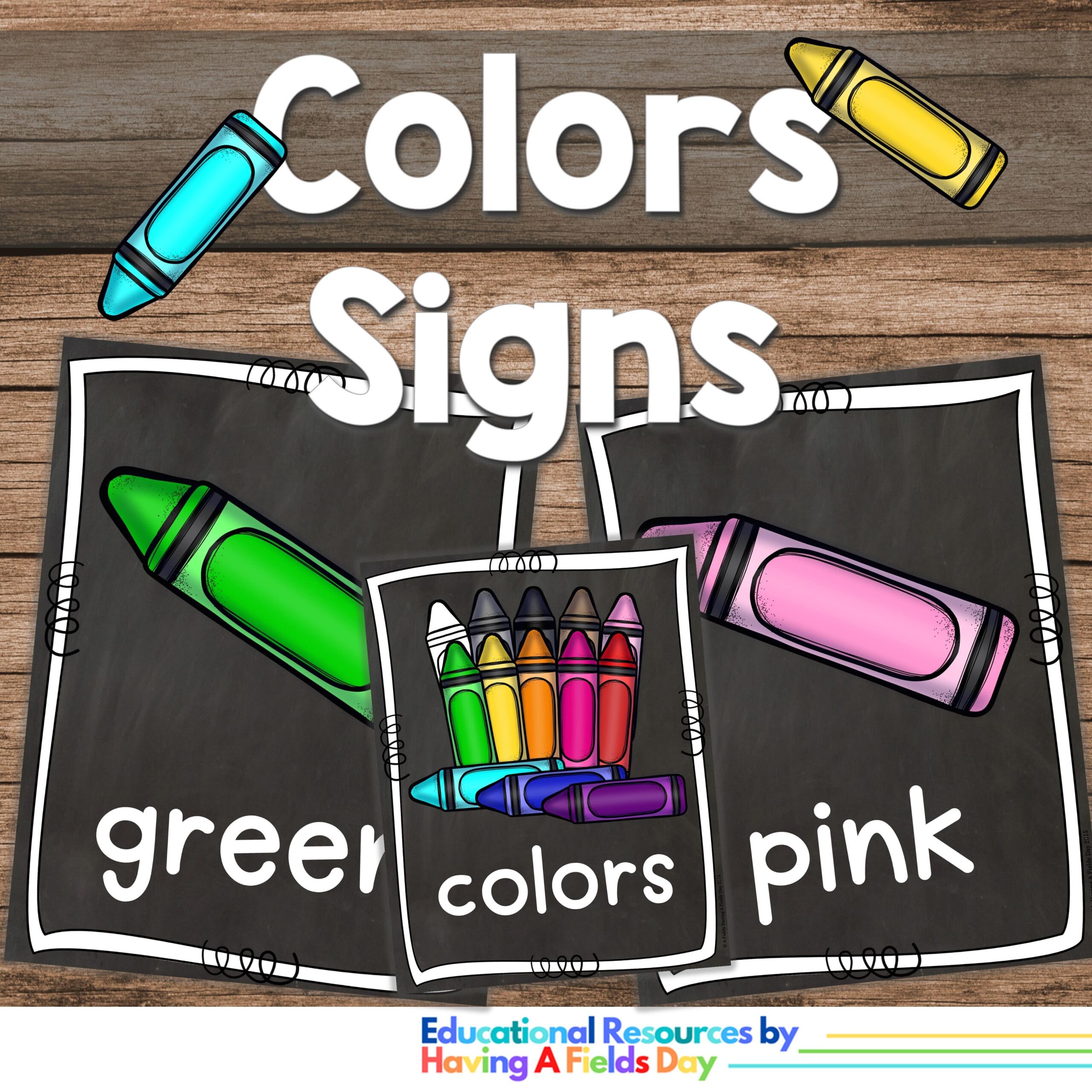 Colors Signs | Mini Posters in Chalkboard or Solid Black | Made By Teachers