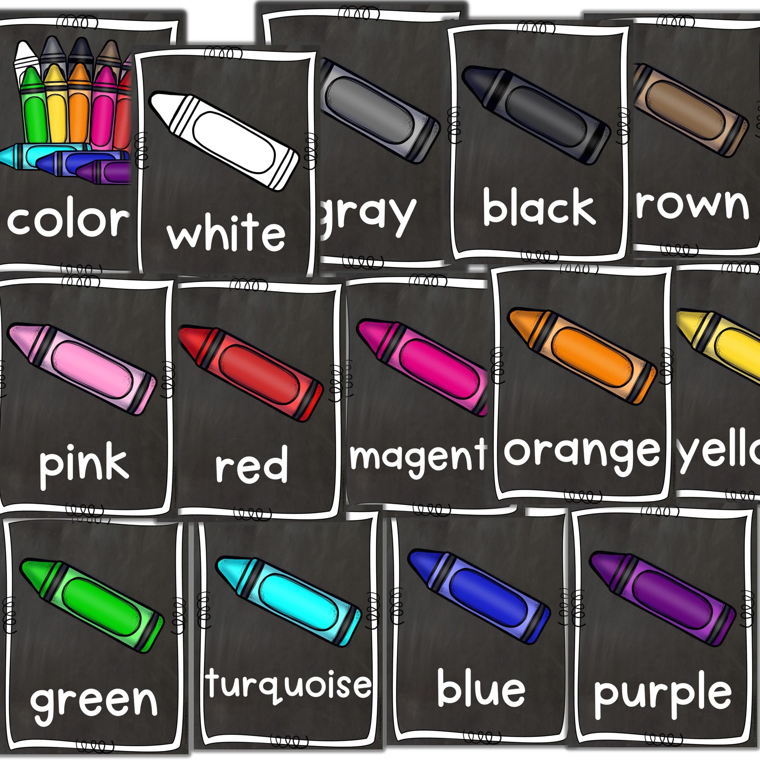 Colors Signs | Mini Posters in Chalkboard or Solid Black | Made By Teachers