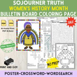 Sojourner Truth Activities-Women’s History Month Bulletin Board Colored ...