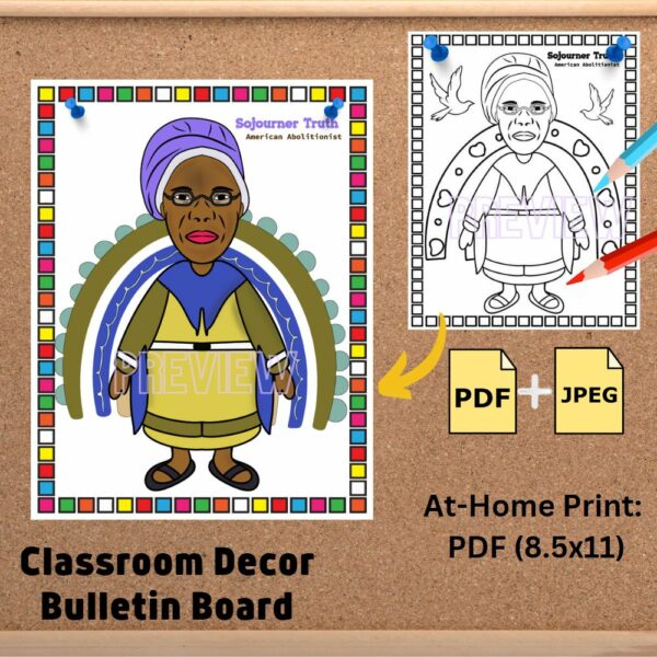 Sojourner Truth Activities-Women’s History Month Bulletin Board Colored ...