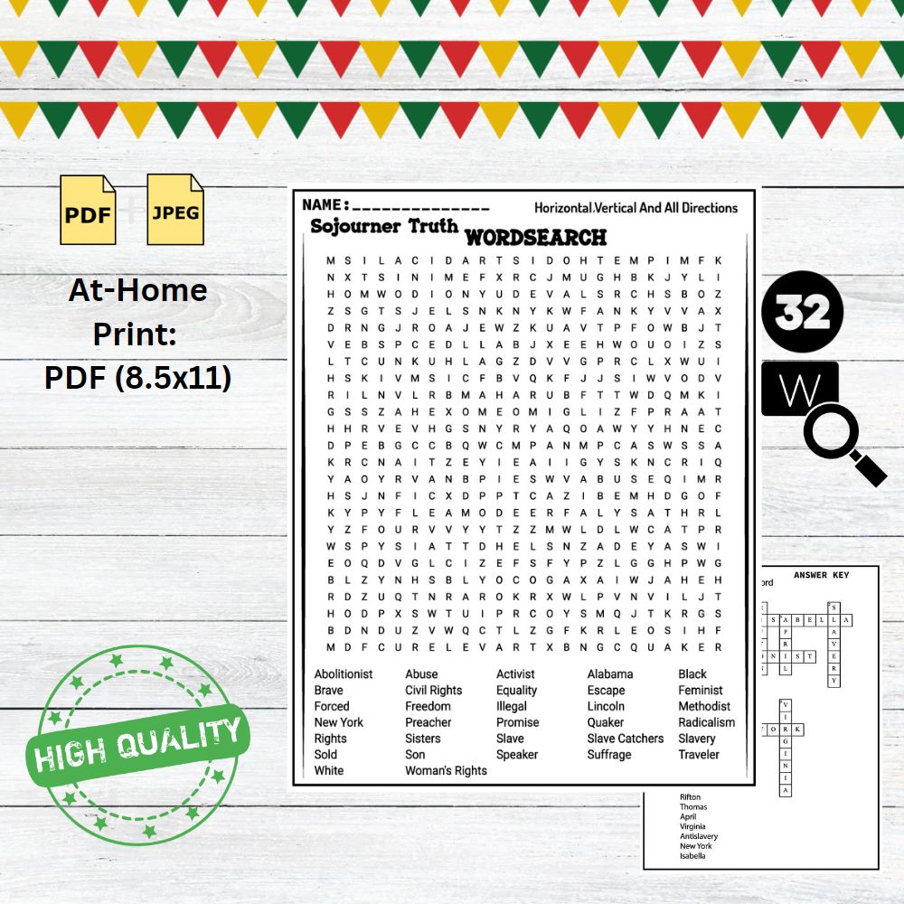 Sojourner Truth Activities-Women’s History Month Bulletin Board Colored ...