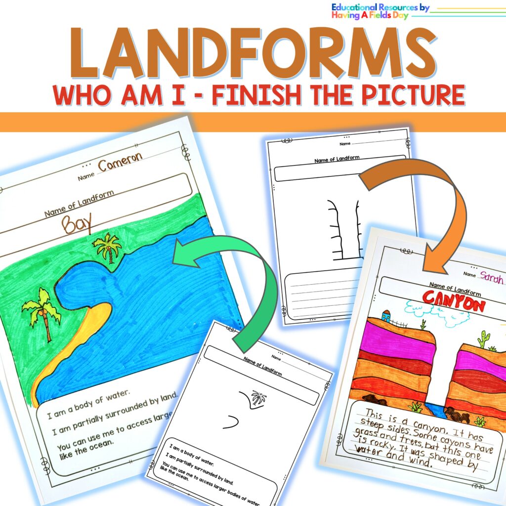 Landforms | Who Am I | Finish The Pictures Drawing Activity | Made By ...