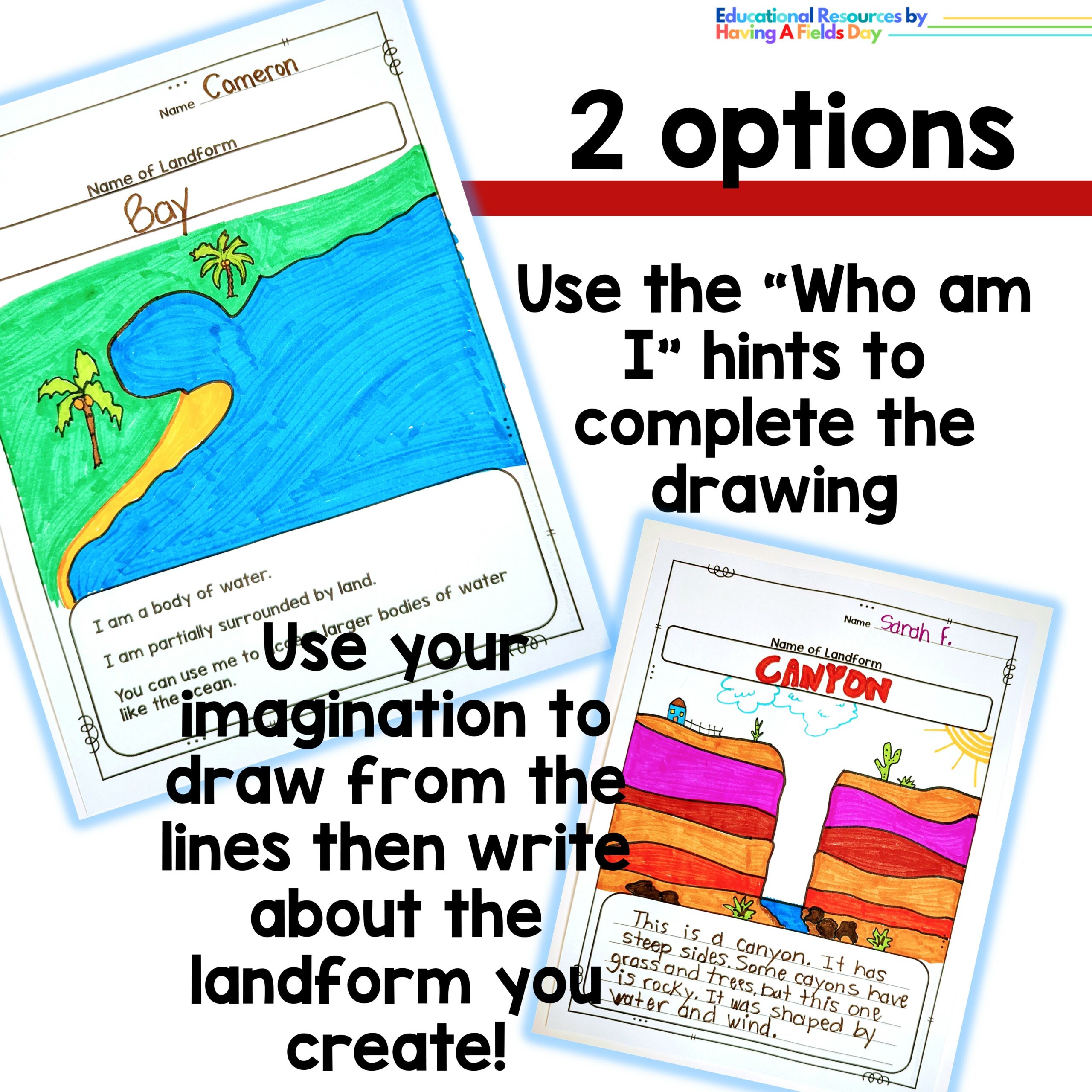 Landforms | Who Am I | Finish The Pictures Drawing Activity | Made By ...