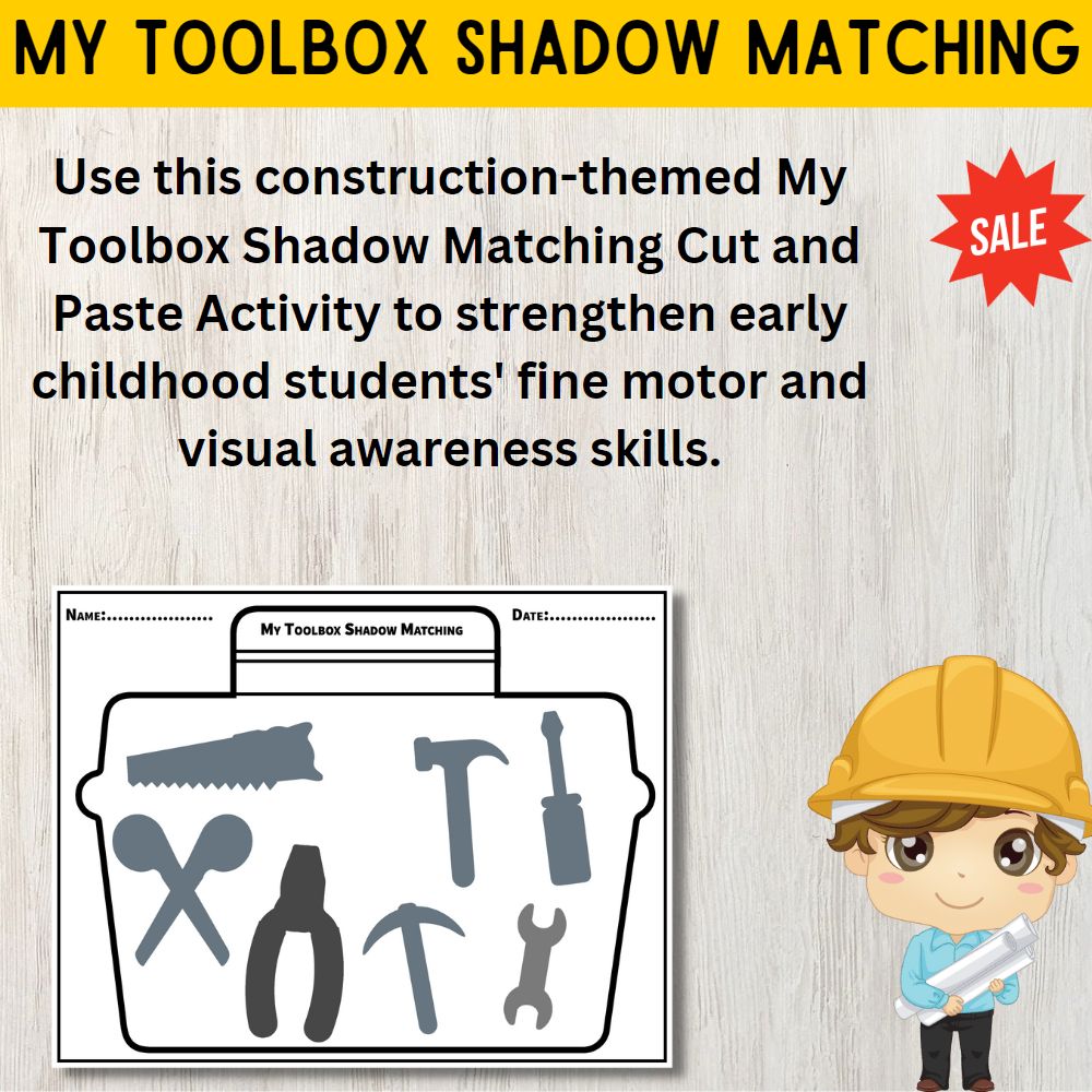 My Toolbox Shadow Matching Cut and Paste Activity | Made By Teachers