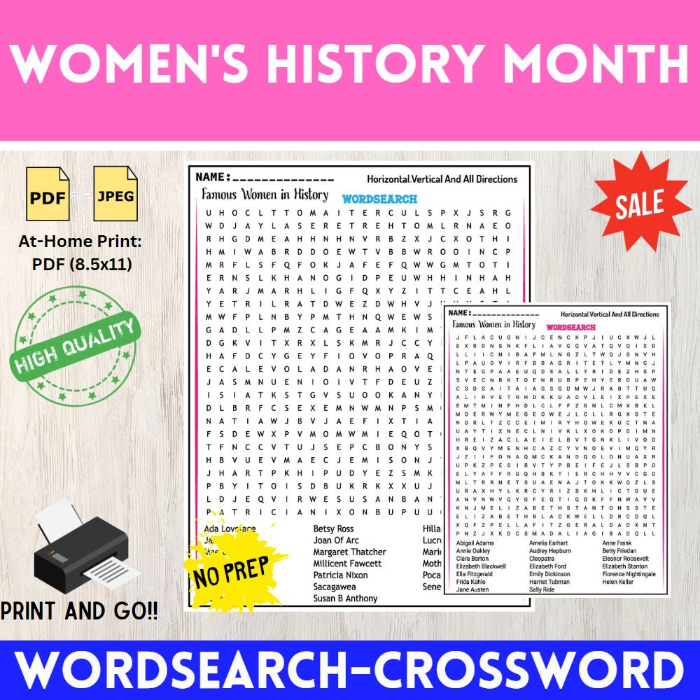 40 Famous Women in History | Women’s History Month Worksheets | word ...