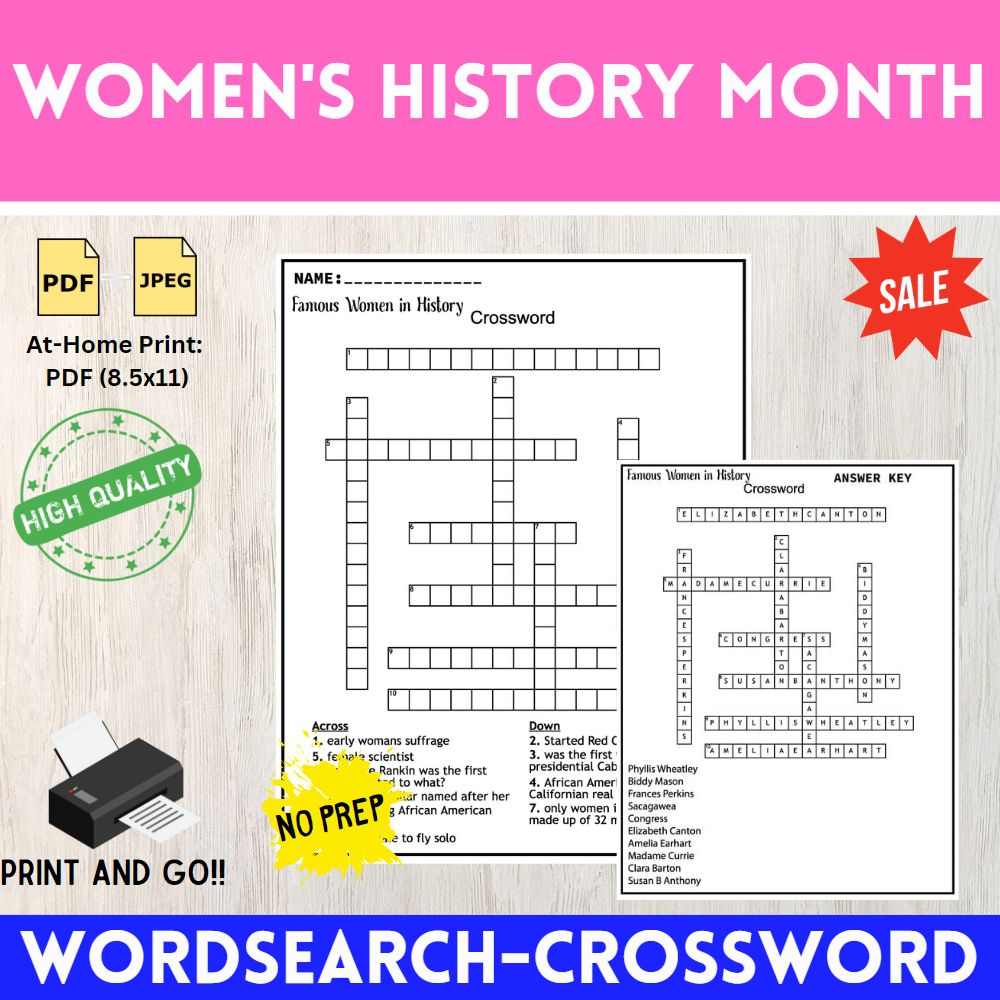 40 Famous Women in History | Women’s History Month Worksheets | word ...