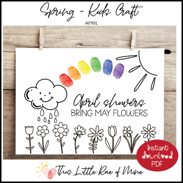 April Showers Bring May Flowers - Rainbow - Fingerprint Art - Keepsake ...