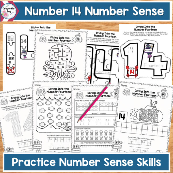 Number 14 Number Sense Worksheets Color by Codes and Center Activities ...