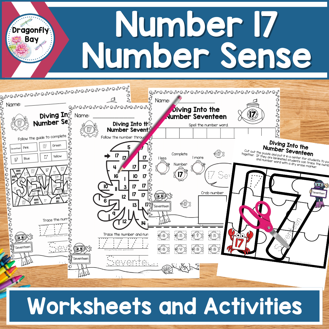 Number 17 Number Sense Worksheets Color by Codes and Center Activities ...