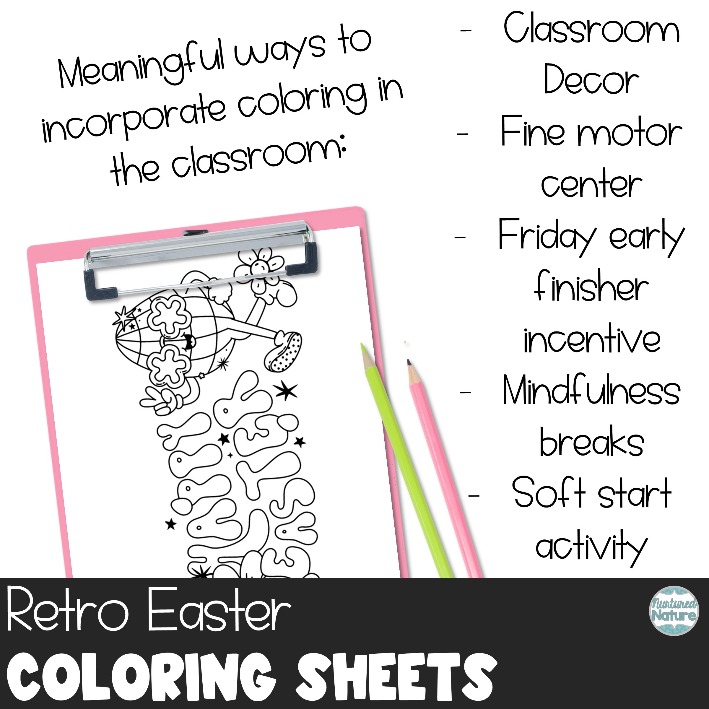 Retro Easter Coloring Pages - April Early Finisher Activities | Made By ...