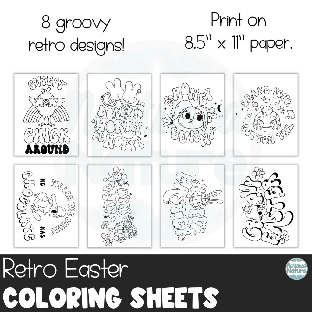 Retro Easter Coloring Pages - April Early Finisher Activities | Made By ...