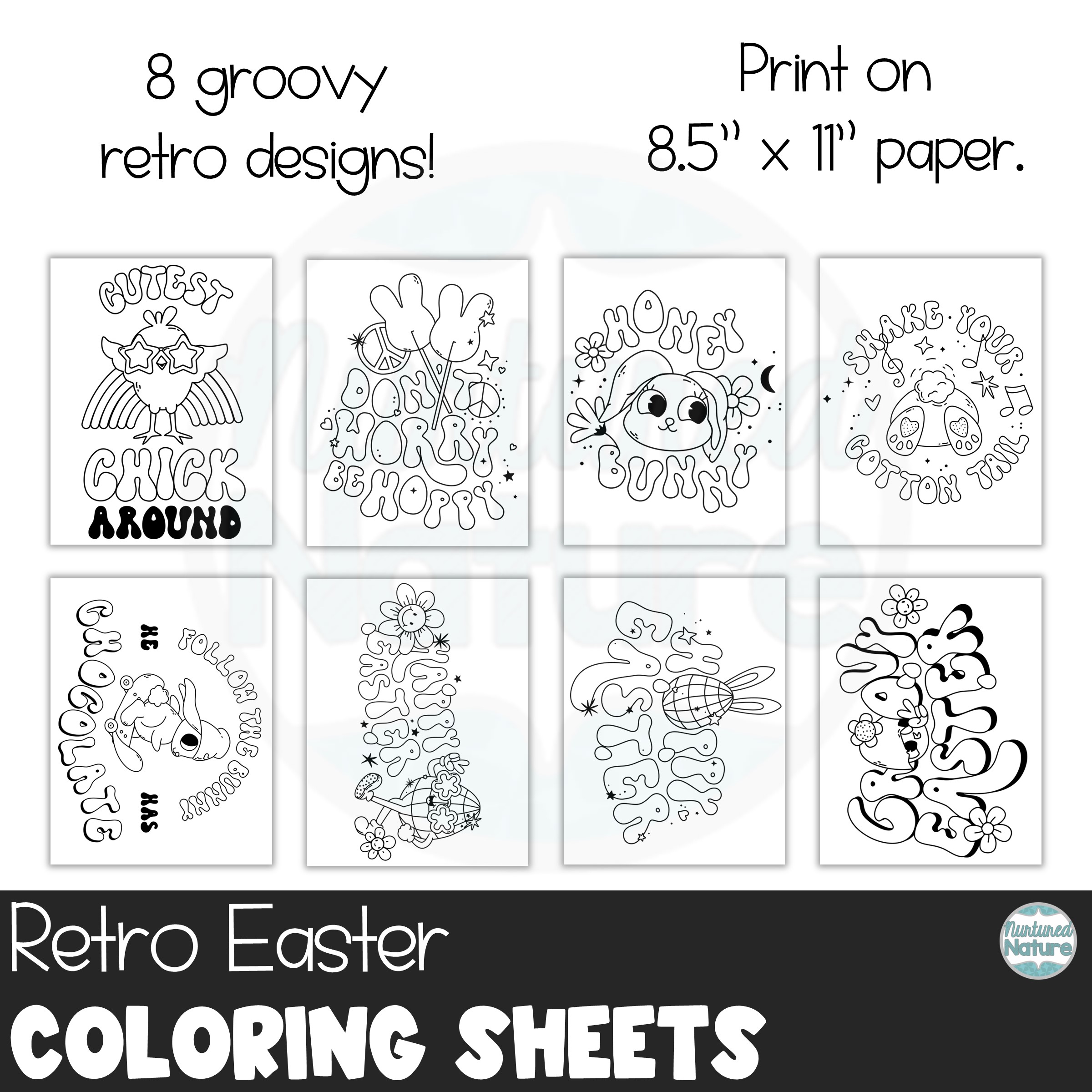 Retro Easter Coloring Pages - April Early Finisher Activities | Made By ...