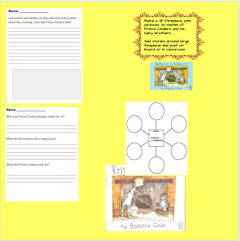 PRINCE CINDERS by Babette Cole READING LESSONS & ACTIVITIES | Made By ...