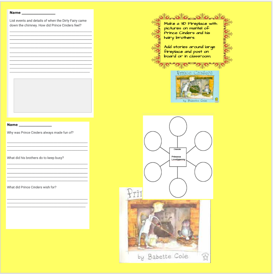 PRINCE CINDERS by Babette Cole READING LESSONS & ACTIVITIES | Made By ...