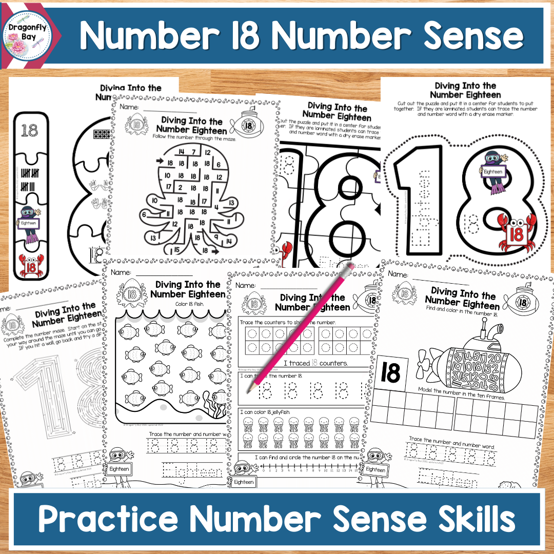 Number 18 Number Sense Worksheets Color by Codes and Center Activities ...