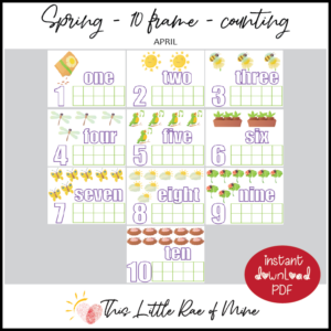 Spring - 10 frame - play dough - counting mat - printable - math | Made ...