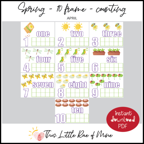 Spring - 10 frame - play dough - counting mat - printable - math | Made ...