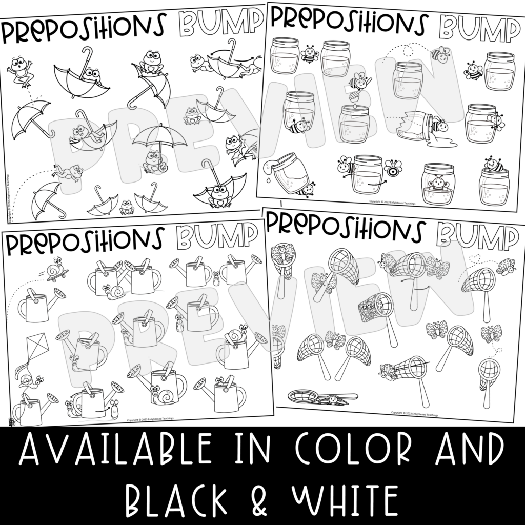 Spring Prepositions BUMP Game Spring Positional Words Spring Spatial ...