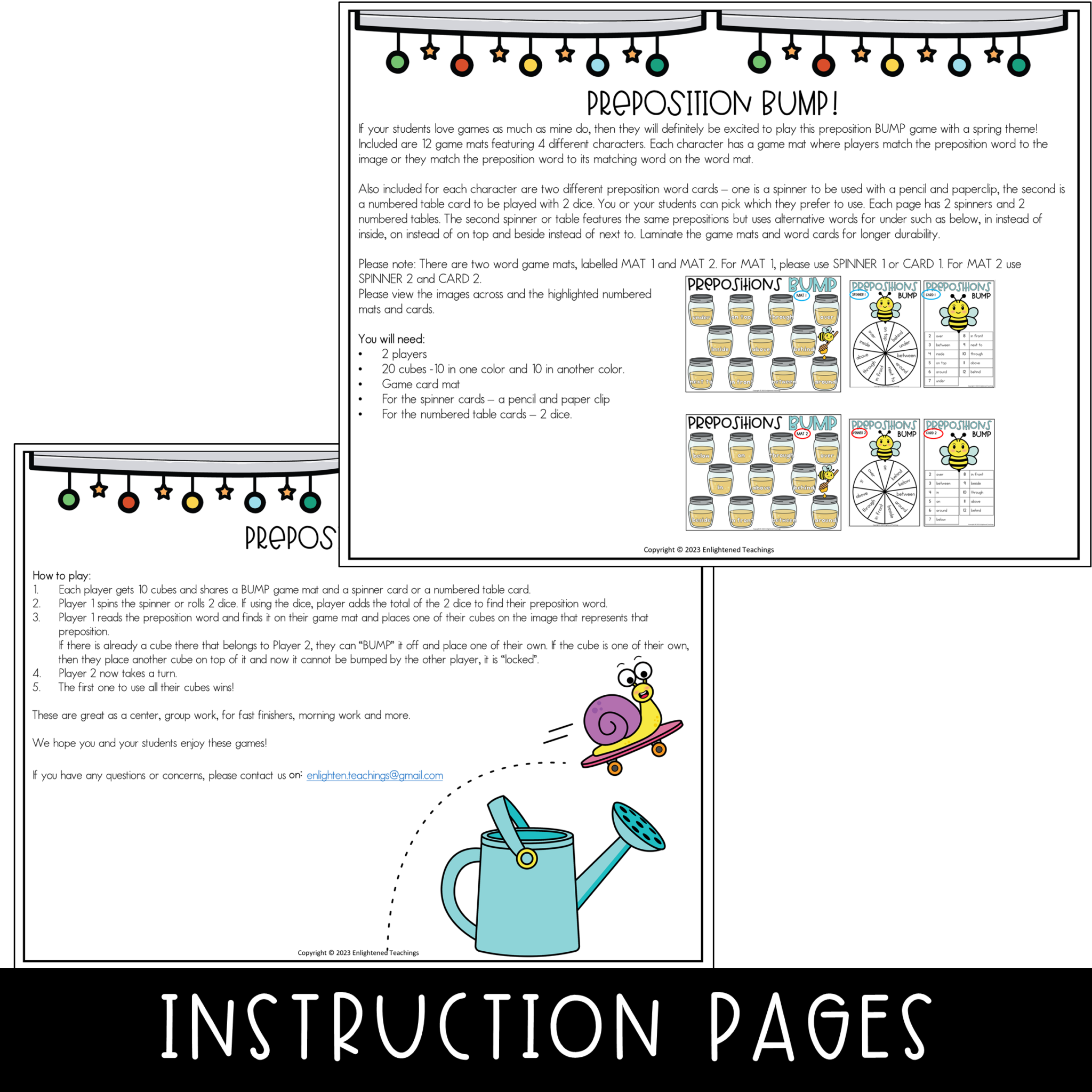 Spring Prepositions BUMP Game Spring Positional Words Spring Spatial ...
