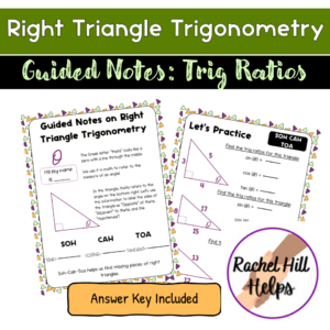 Right Triangle Trigonometry Guided Notes SOH CAH TOA High School Math ...