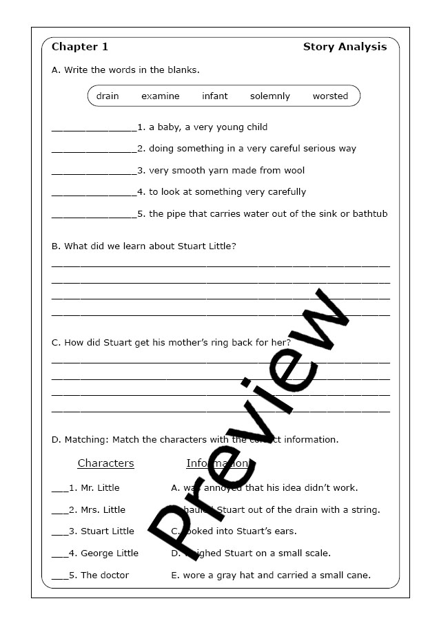 E. B. White "Stuart Little" worksheets | Made By Teachers